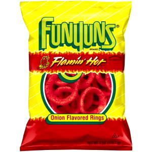 Calories in 1 package (21.2 g) Funyuns Flamin' Hot Onion Flavored Rings ...