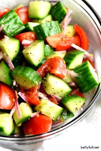 Calories in 1 serving Tomato Cucumber Salad and Nutrition Facts